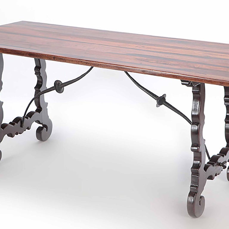 Brazilian Table with Iron Stretcher, circa 1940 For Sale at 1stDibs