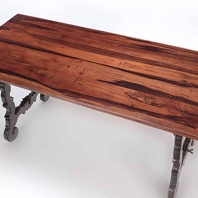 Brazilian Table with Iron Stretcher, circa 1940 For Sale at 1stDibs