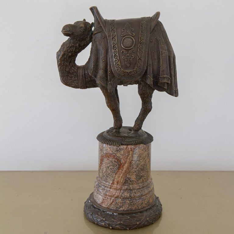 Bronze Casting of a Camel on a 19th Century Marble Base For Sale at 1stDibs