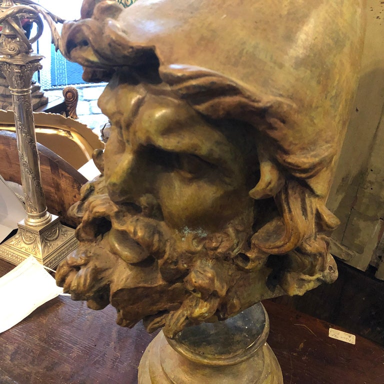 1950s Neoclassical Bronze Italian Head of Ulysses Figure at 1stDibs