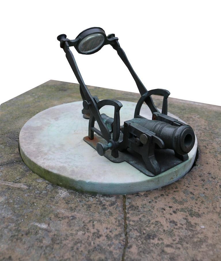 Bronze Noonday Cannon Sundial with Terracotta Pedestal For Sale at 1stDibs