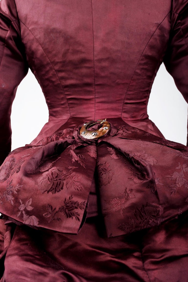 A Bustle Cage Princess line Day Dress in Burgundy satin - France Circa ...