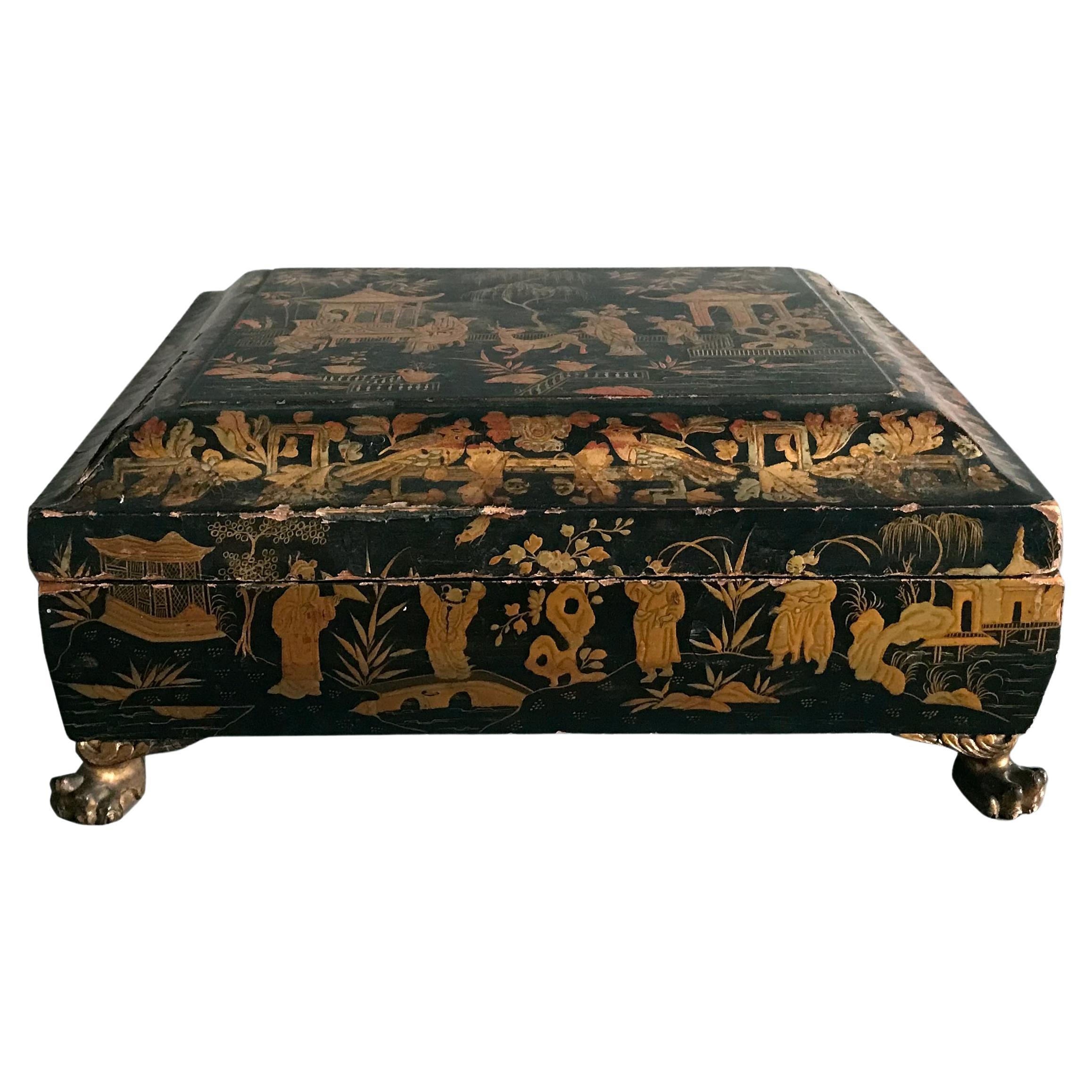 19th Century Chinese Export Chinoiserie Lacquer Sewing Box For Sale at ...