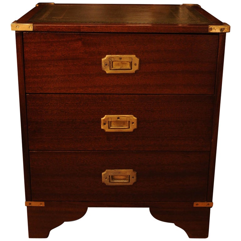 Military Campaign Chest Brass Bound Mahogany Three-Drawer Pedestal ...