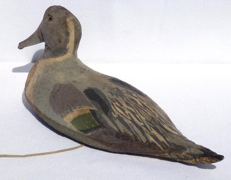 Canvas Duck Decoy with Detailed Painted Decoration and Glass Eyes at ...