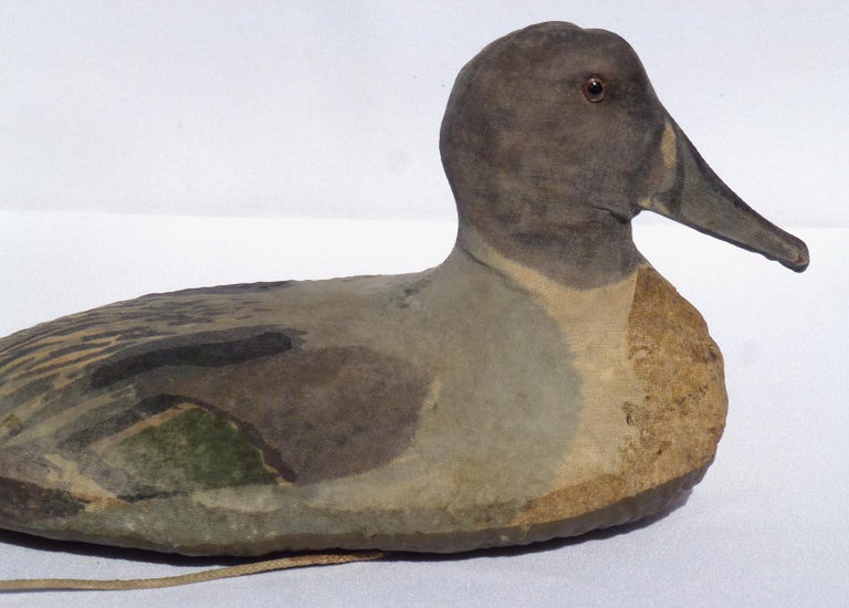 Canvas Duck Decoy with Detailed Painted Decoration and Glass Eyes at ...