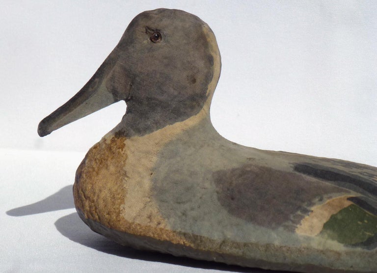 Canvas Duck Decoy with Detailed Painted Decoration and Glass Eyes at ...