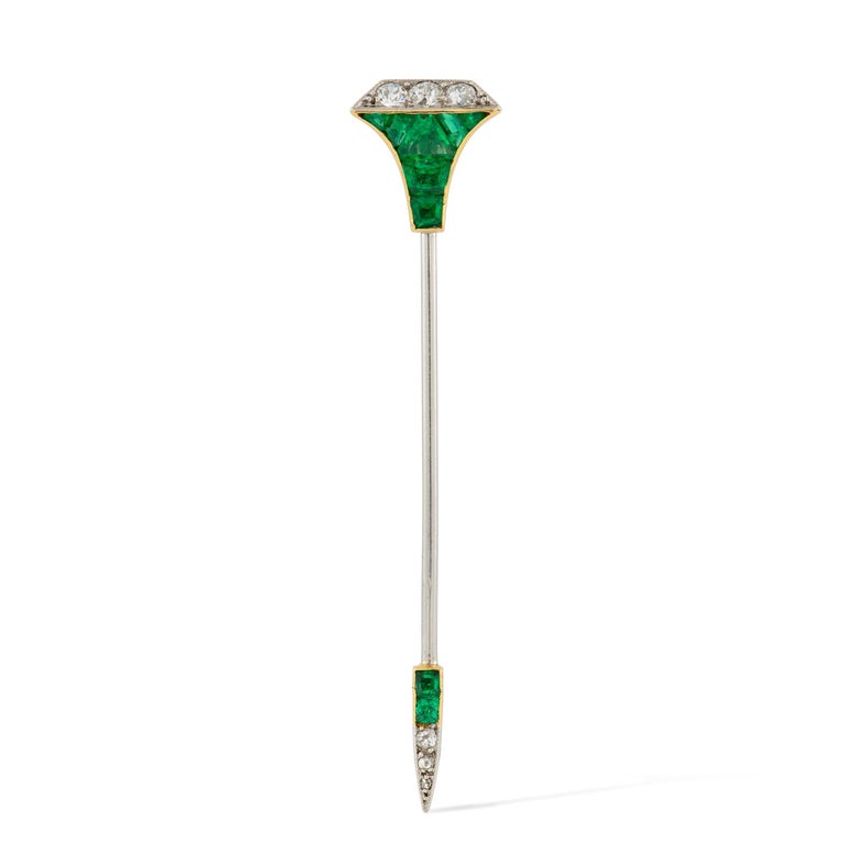 Cartier Emerald and Diamond Clou Stick-Pin For Sale at 1stDibs