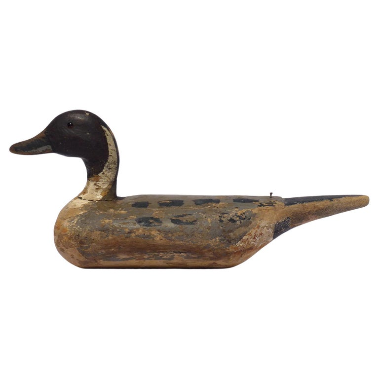 Carved and Painted Wooden Duck Decoy at 1stDibs
