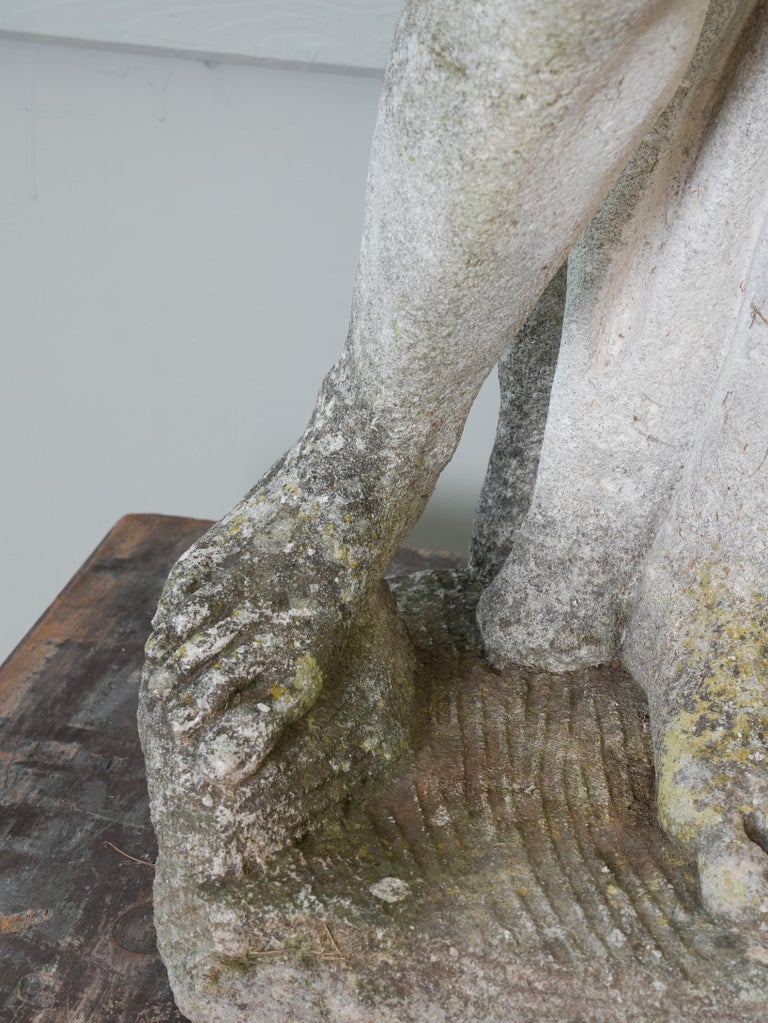 Carved Stone Standing Male Figure with Crown For Sale at 1stDibs