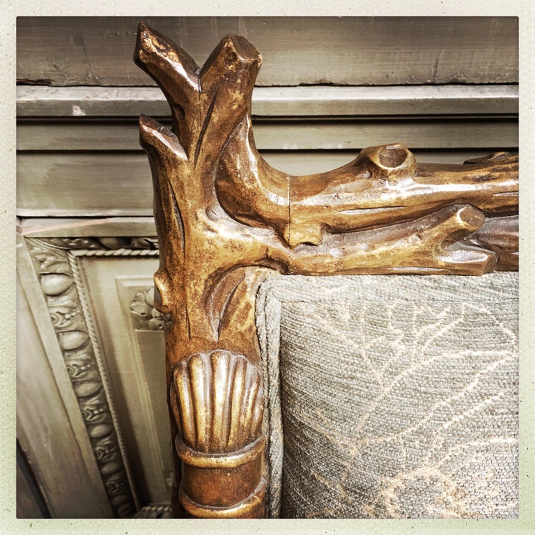 Carved Wood Grotto Style Sofa with a Metal Leaf Finish at 1stDibs