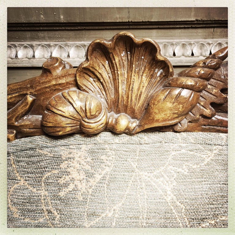 Carved Wood Grotto Style Sofa with a Metal Leaf Finish at 1stDibs