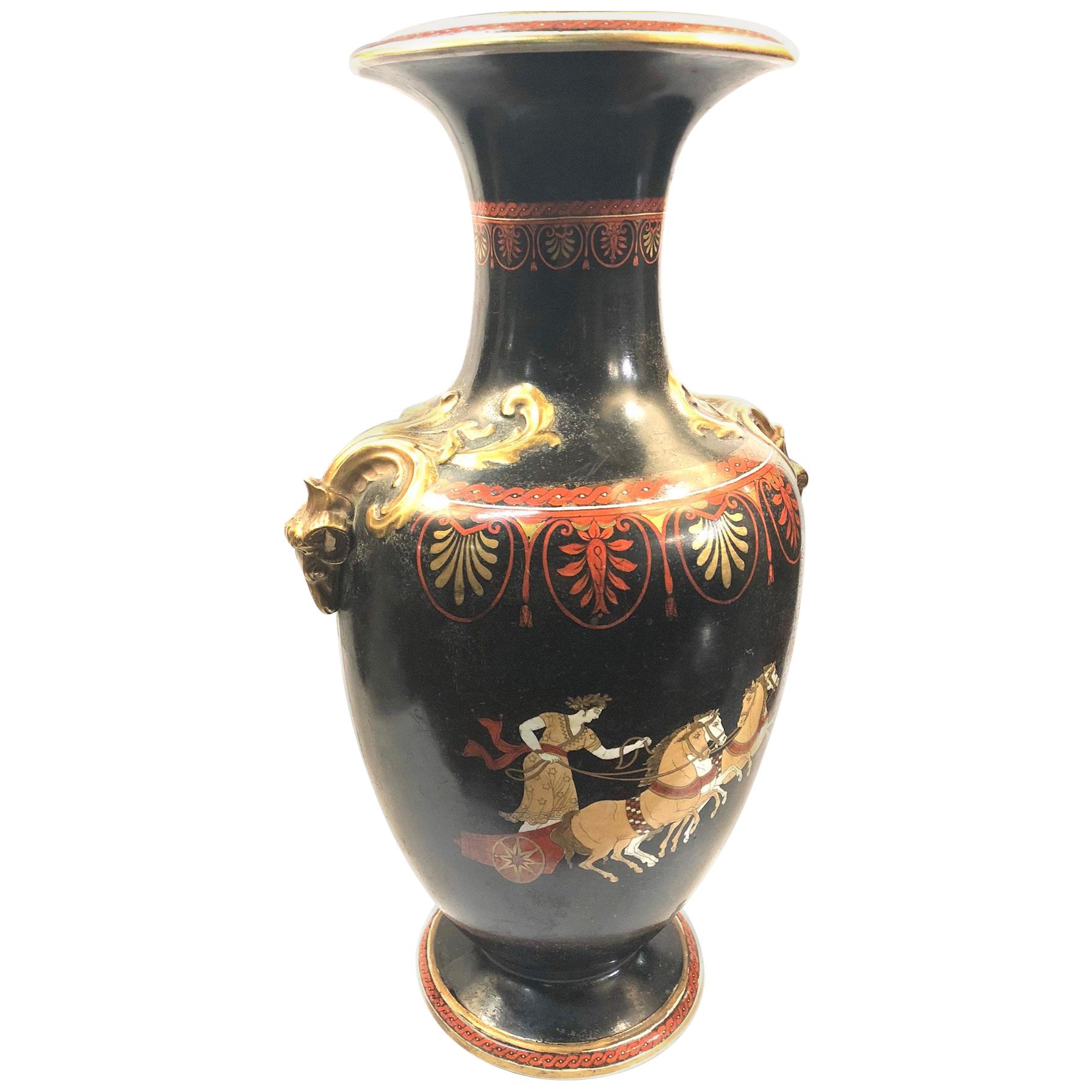 A Ceramic 19th Century Red, Gold, Cream and Black, Grand Tour Amphora ...