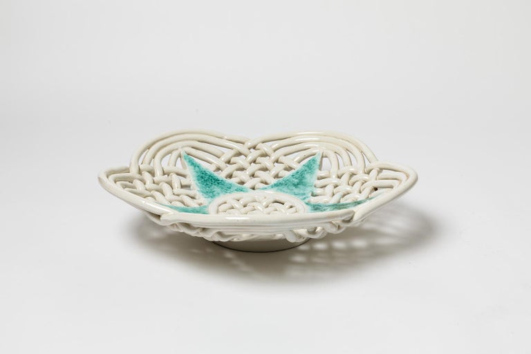 Ceramic Cup by Sainte, Radegonde with White and Green Glazes, circa ...