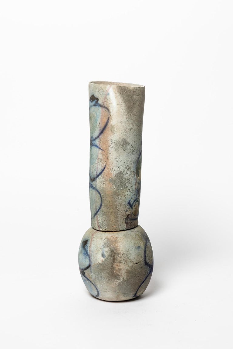 Ceramic Vase with Abstract Glaze Decoration by David Miller, circa 1990 ...