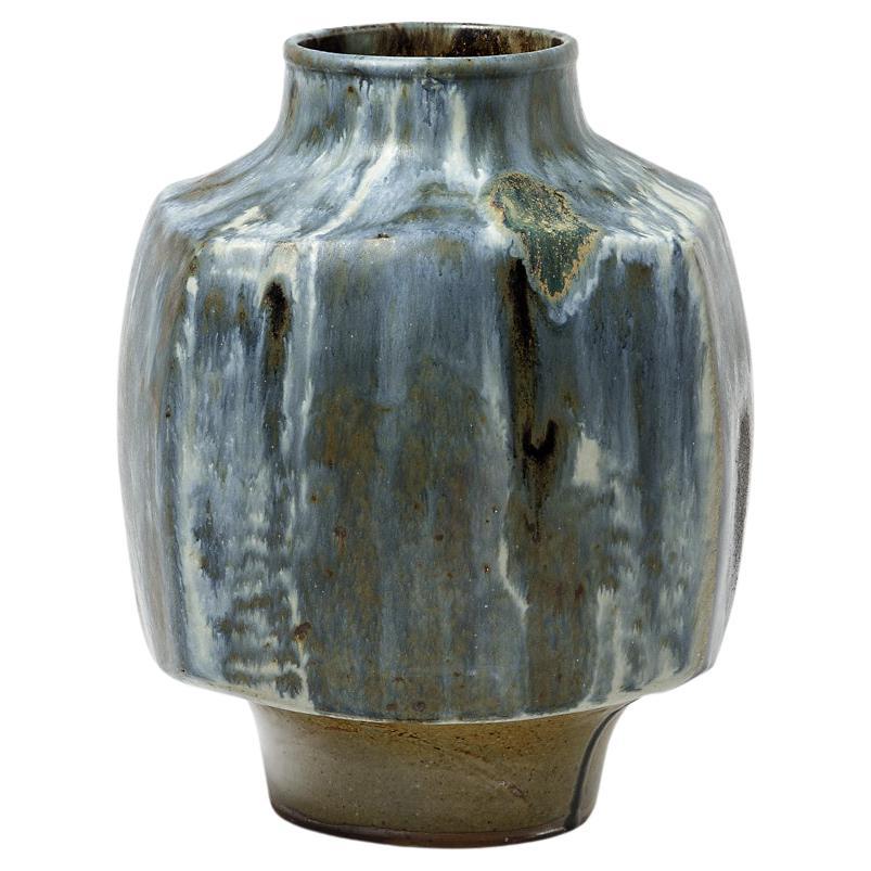 Ceramic Vase with Black, Gold and Silver Glazes by Lucien Brisdoux ...