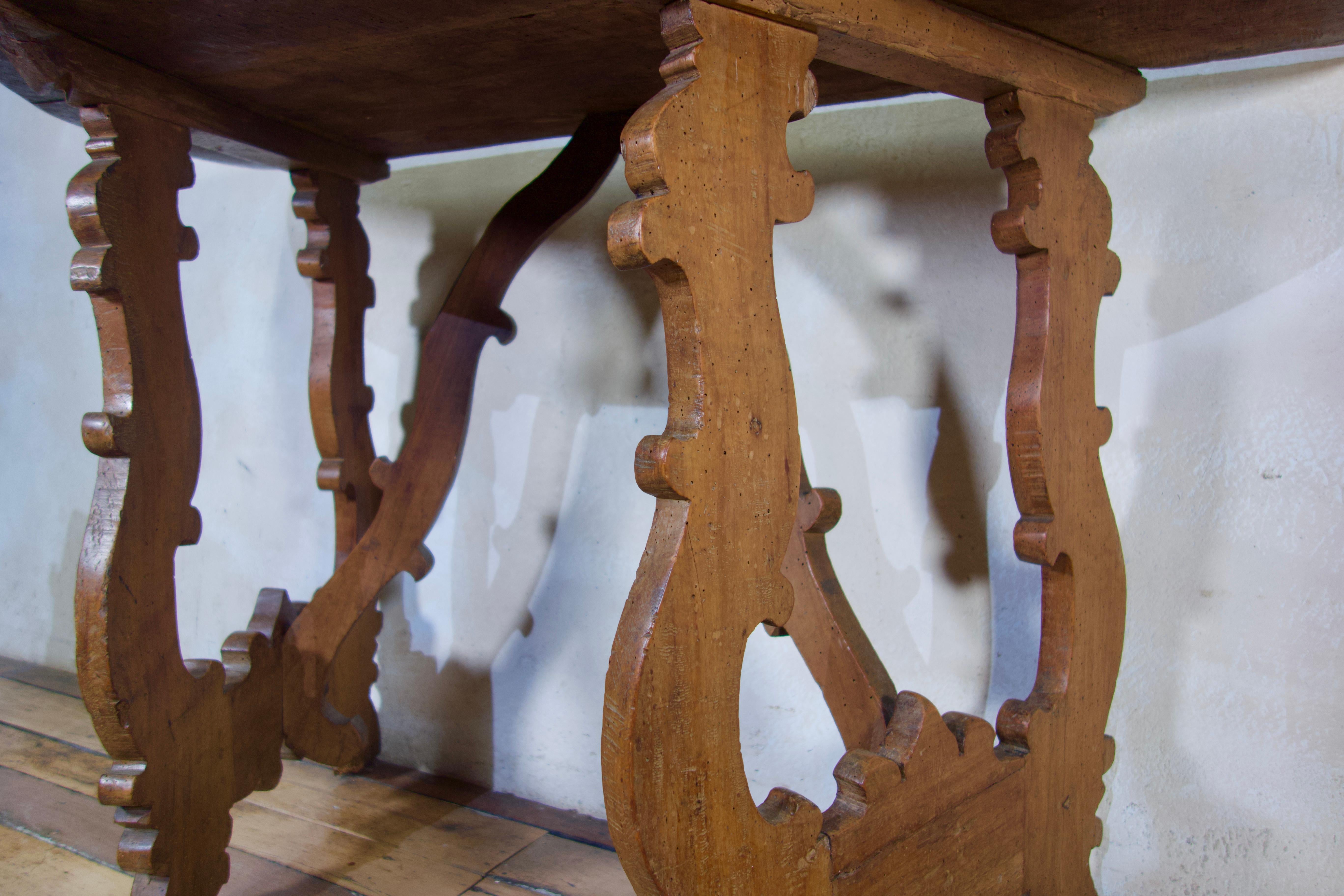 An 18th Century Italian Demi lune Lyre Leg Console Table at 1stDibs