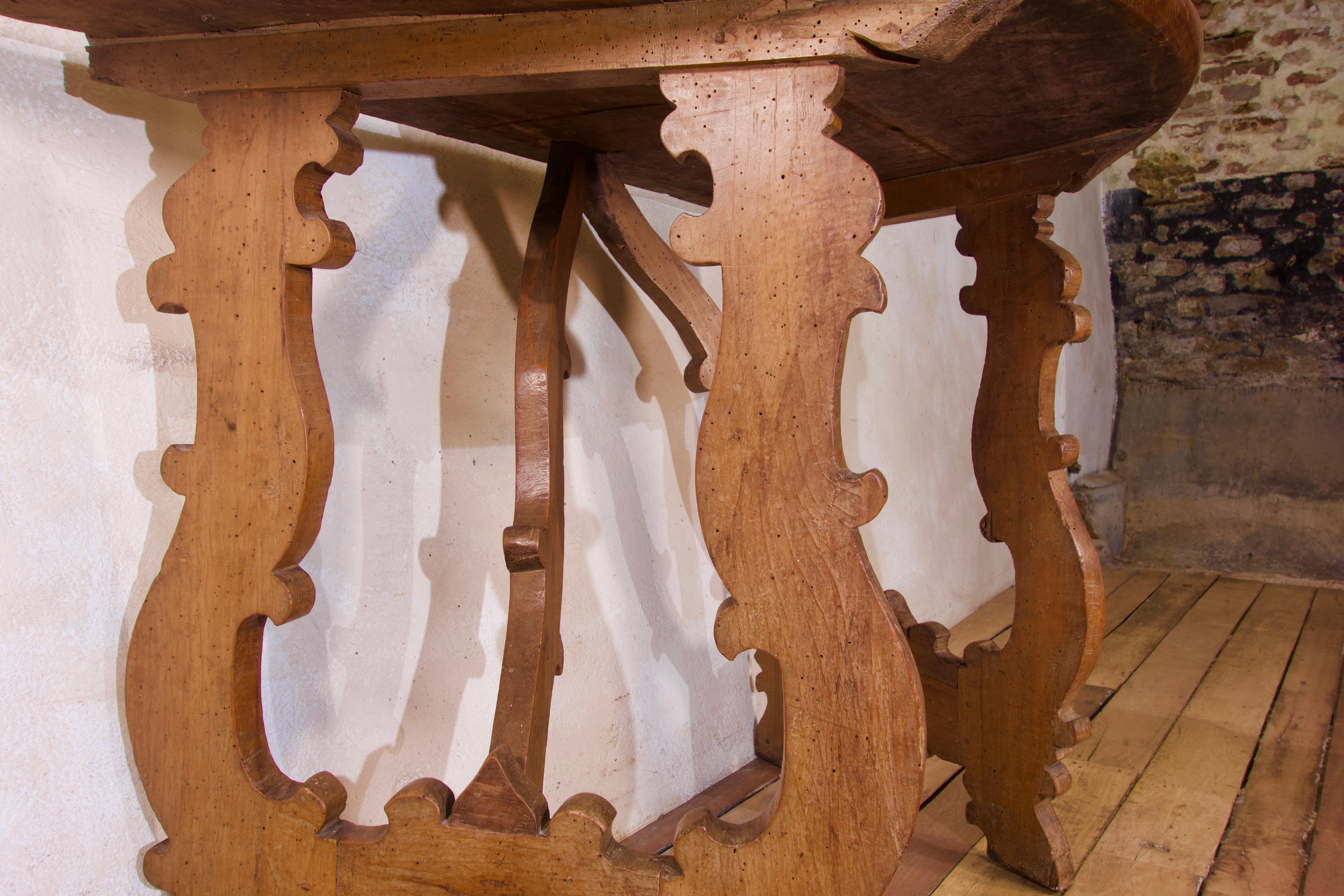 An 18th Century Italian Demi lune Lyre Leg Console Table at 1stDibs