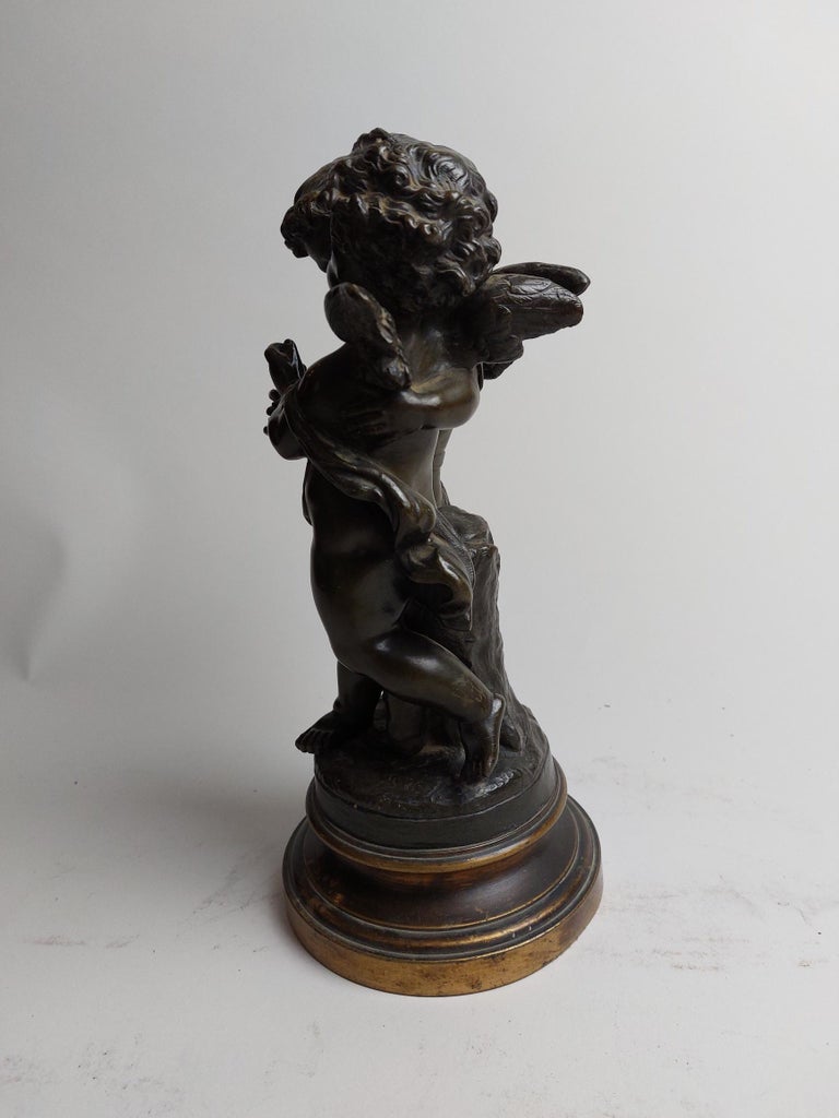 Charming 19th Century Bronze of Boy and Girl Winged Cherubs Signed ...