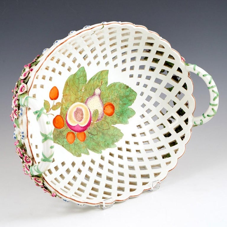 A Chelsea 'Red Anchor Period' Porcelain Pierced Oval Fruit Basket c1755 ...