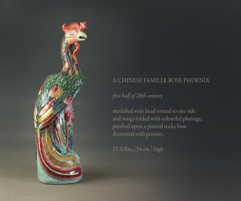 Chinese Famille Rose Phoenix, Early 20th Century For Sale at 1stDibs