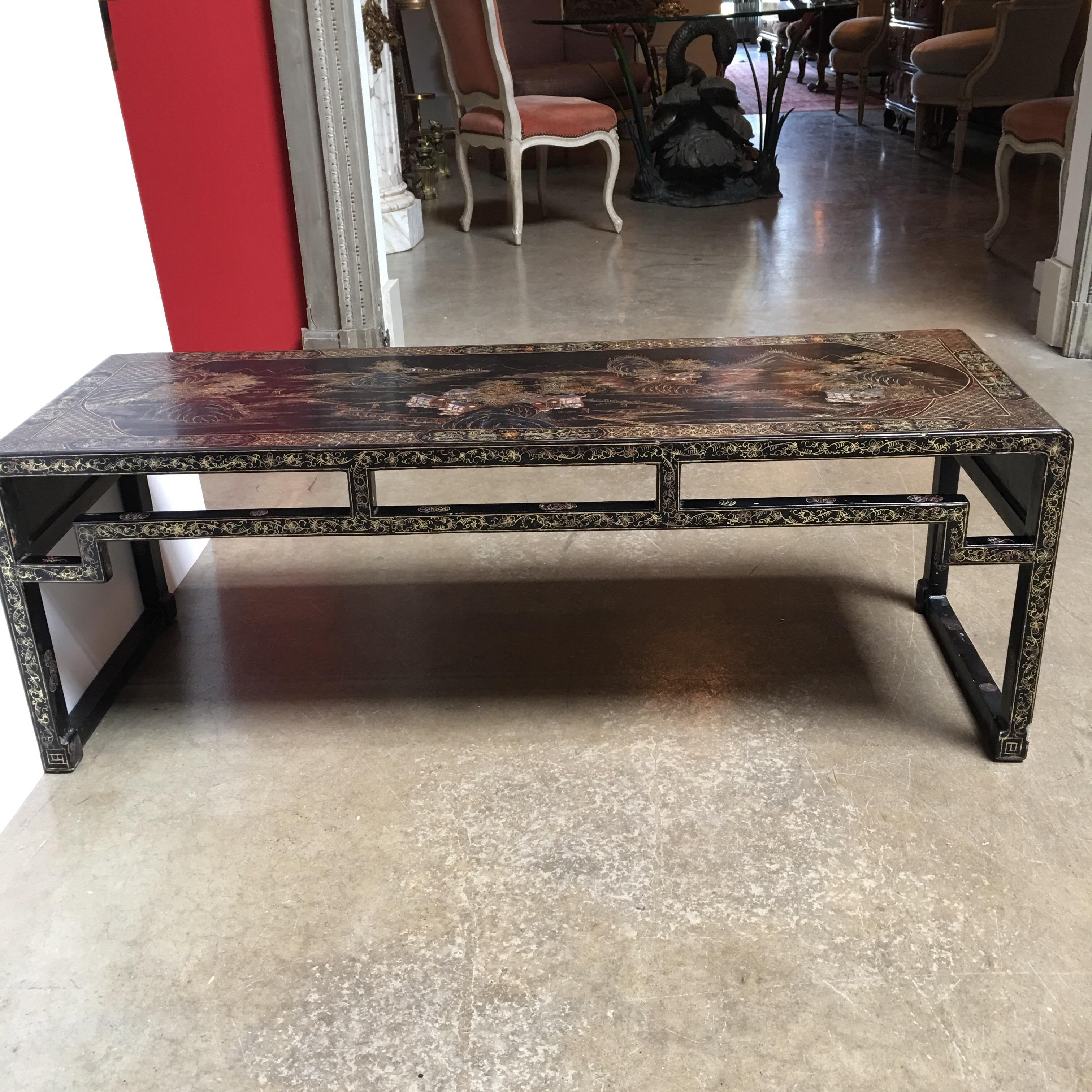 Chinese Lacquered Low Table at 1stDibs