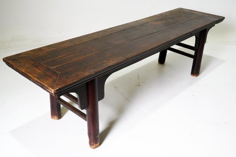 C. 1900 Chinese Long Bench with Round Legs And Original Patina For Sale ...