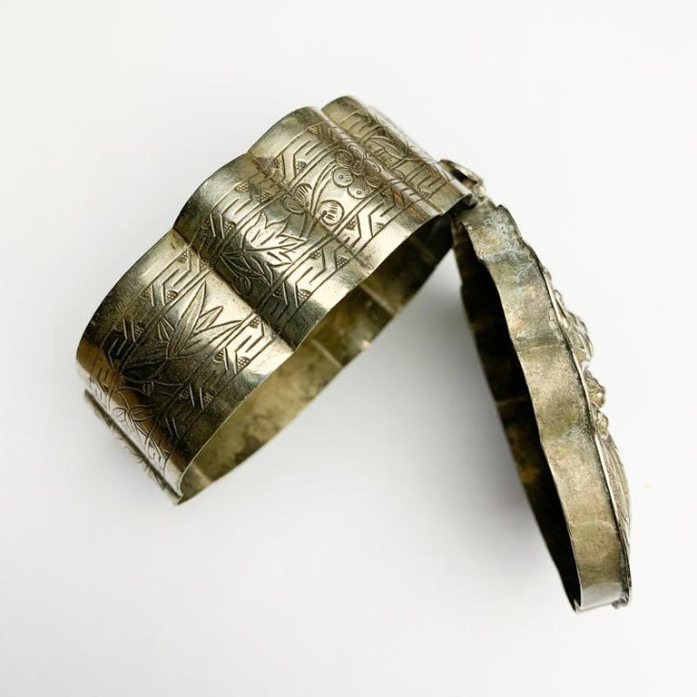 Chinese Silver Cosmetics Box, Decorated with Bats and a Peach, circa ...