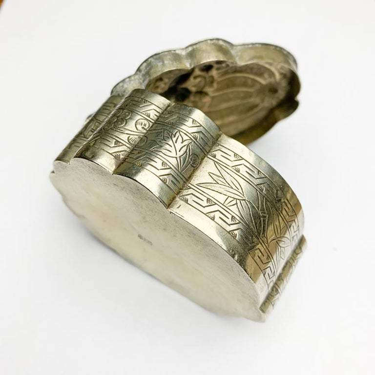 Chinese Silver Cosmetics Box, Decorated with Bats and a Peach, circa ...