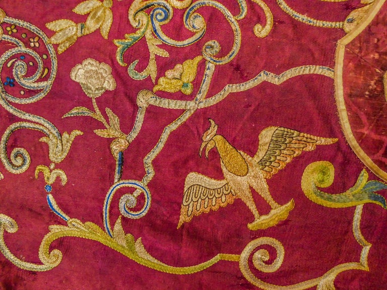 A Chinoiserie Embroidered And Appliqué Hanging Tapestry - France - Late ...