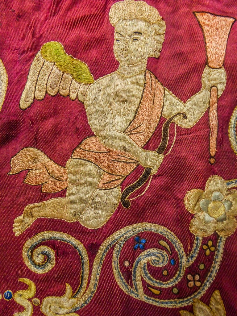 A Chinoiserie Embroidered And Appliqué Hanging Tapestry - France - Late ...