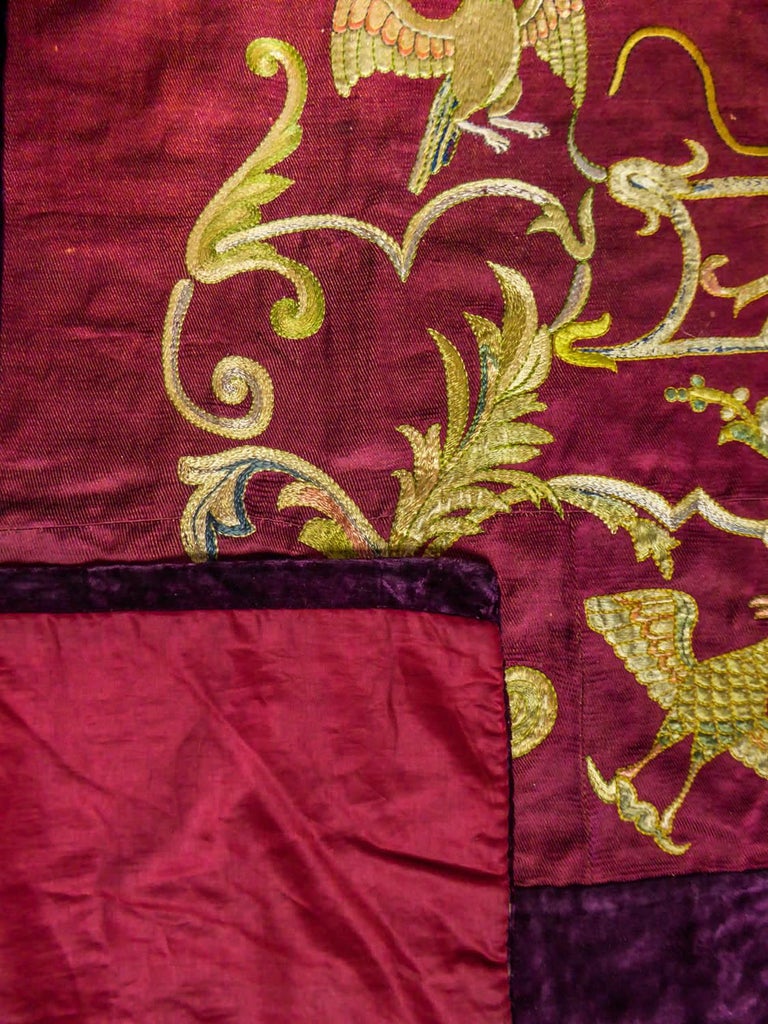 A Chinoiserie Embroidered And Appliqué Hanging Tapestry - France - Late ...