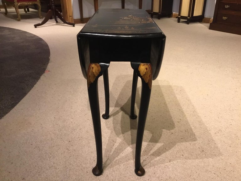 Chinoiserie Lacquered 1920s Drop Leaf Table at 1stDibs