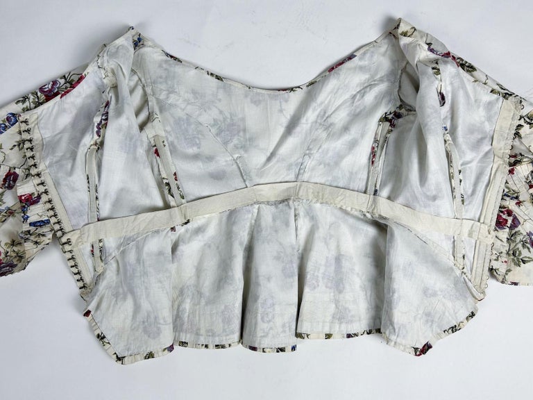 A chintz casaquin with Pagoda Sleeves and Falbalas French Circa 1860 ...