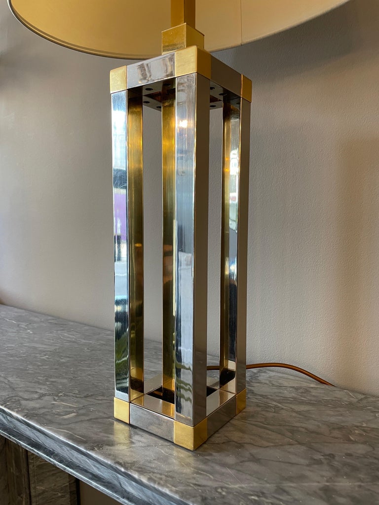 Chrome and Brass Willy Rizzo Table Lamp For Sale at 1stDibs