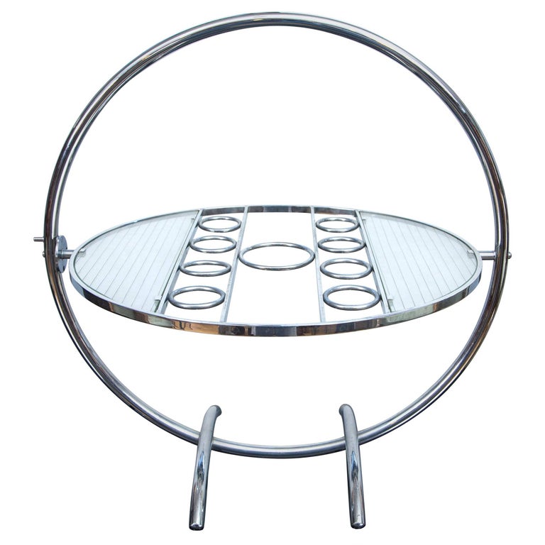 Chrome Art Deco Gyroscopic Tilt-Top Cocktail Table at 1stDibs