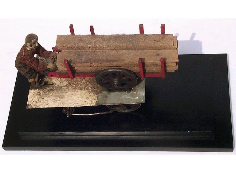 Circa 1910, Hand Carved Folk Art Assemblage Including a Man, Wagon, and ...