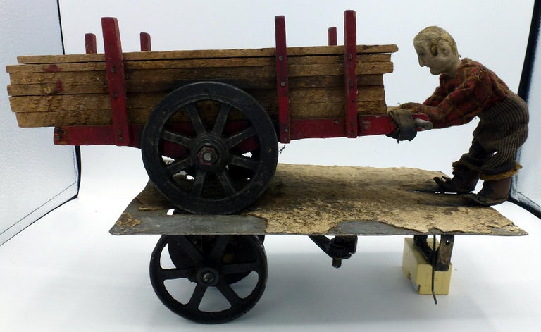 Circa 1910, Hand Carved Folk Art Assemblage Including a Man, Wagon, and ...