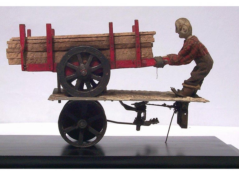Circa 1910, Hand Carved Folk Art Assemblage Including a Man, Wagon, and ...