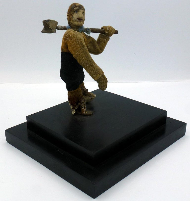 circa 1910 Hand Carved Folk Art Man with Axe from a Logging Assemblage ...