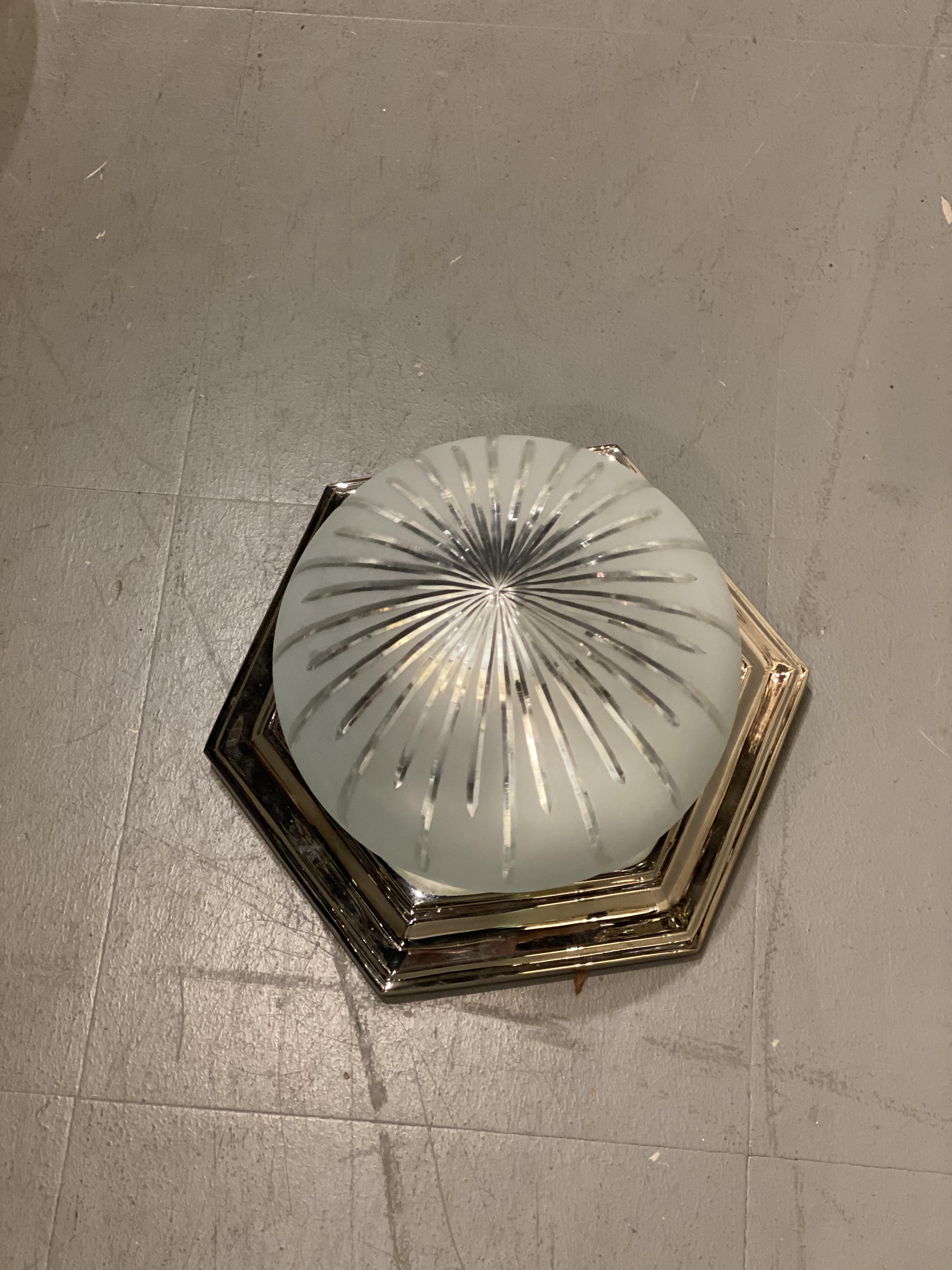 A circa 1920's nickel plated light fixture For Sale at 1stDibs