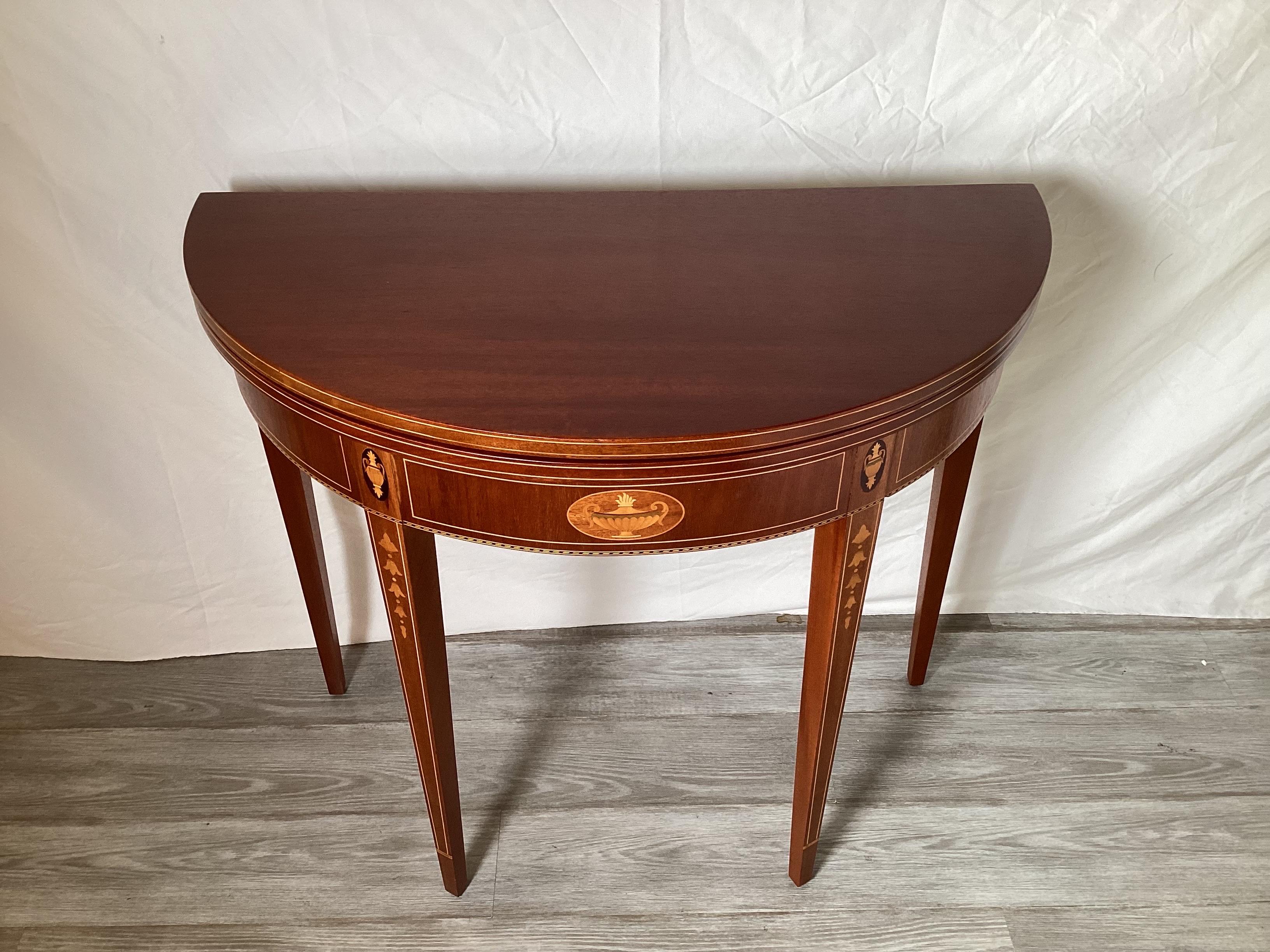 Classic Hepplewhite Demilune Game Table For Sale at 1stDibs