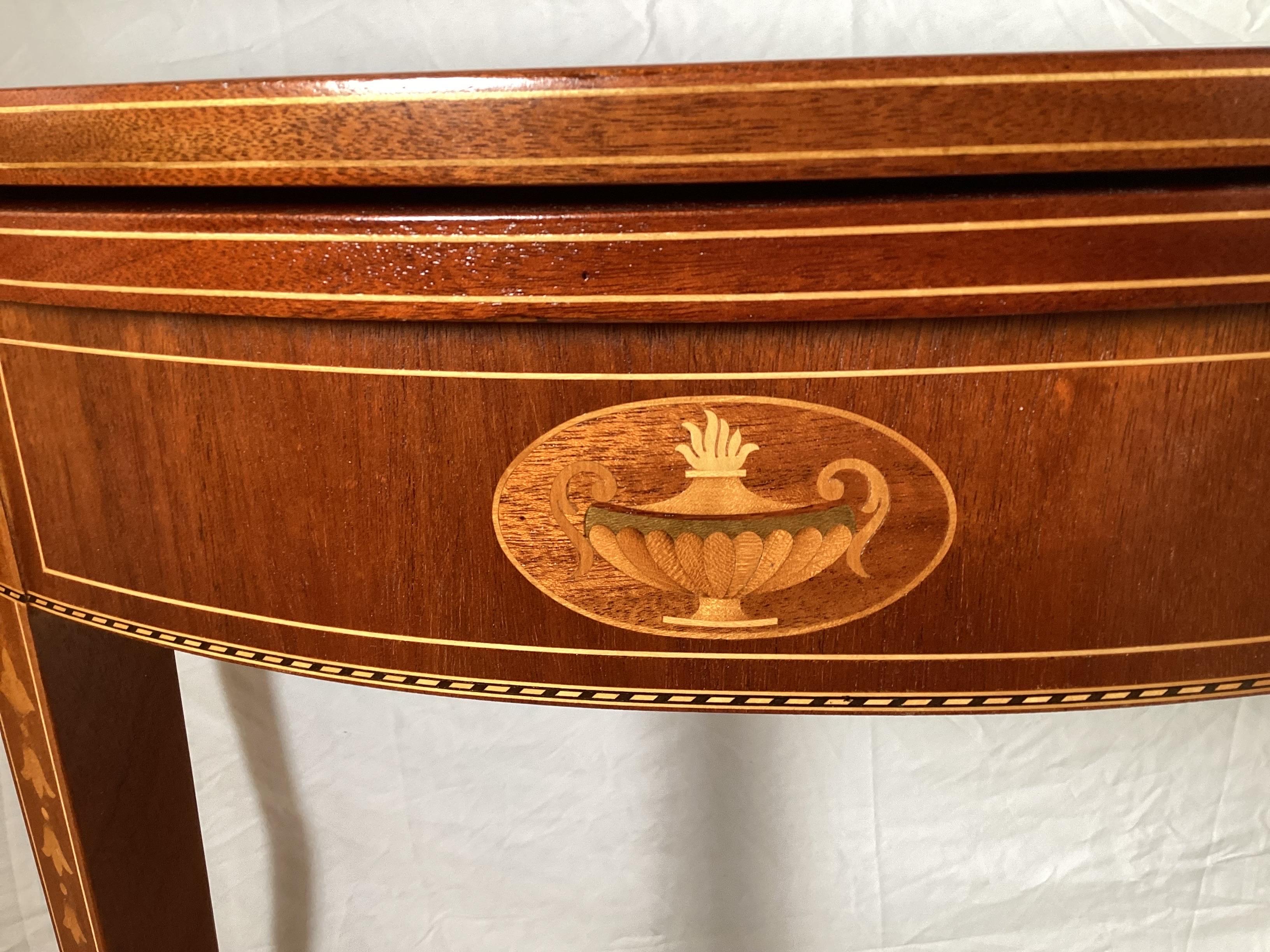 Classic Hepplewhite Demilune Game Table For Sale at 1stDibs