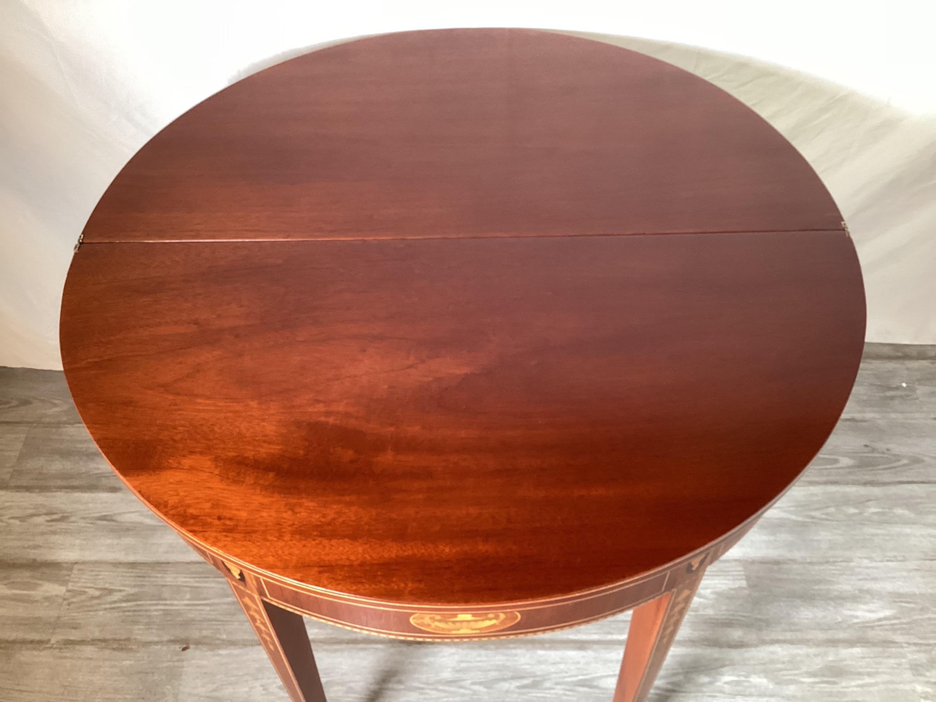 Classic Hepplewhite Demilune Game Table For Sale at 1stDibs