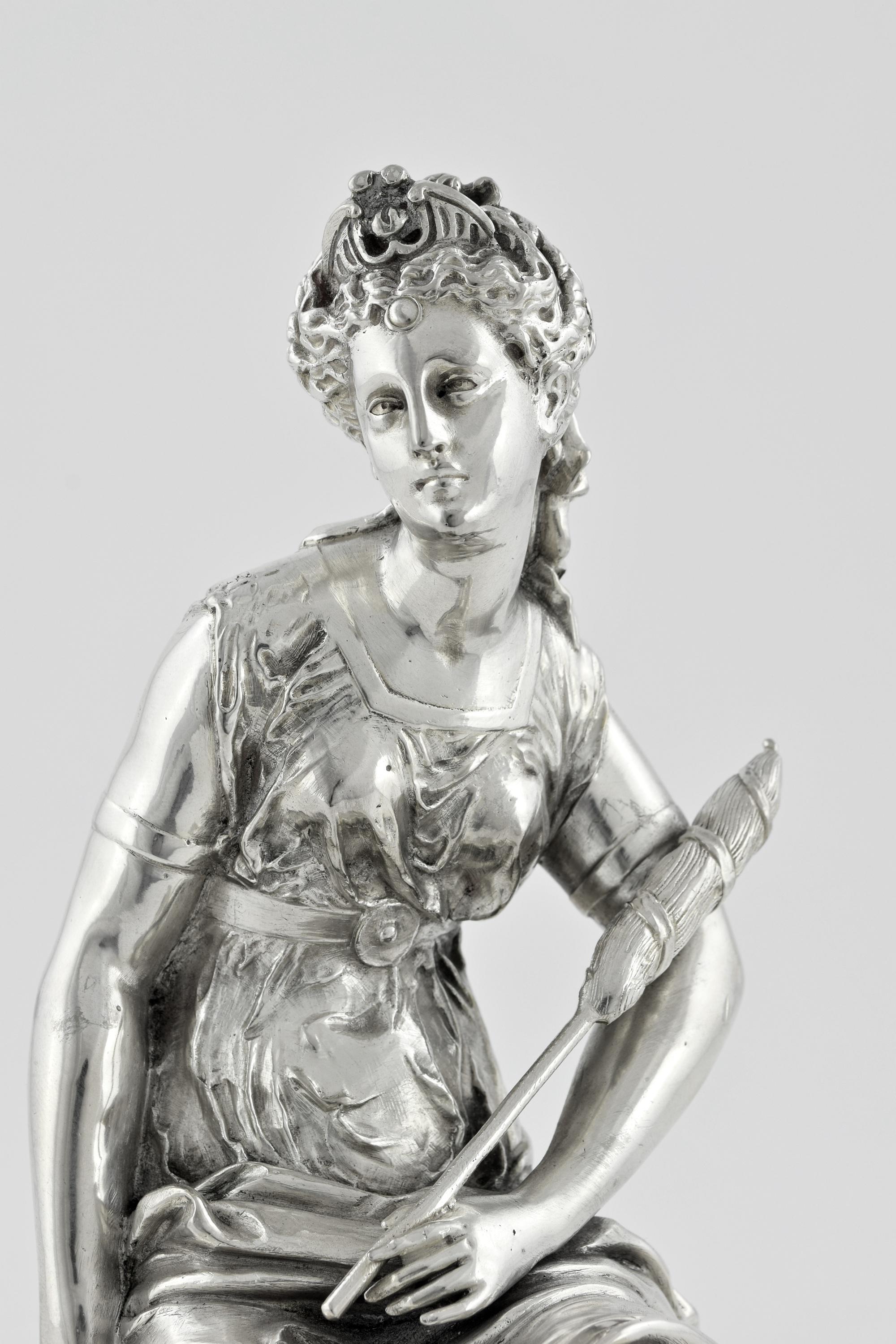 A classical silver plated female figure For Sale at 1stDibs