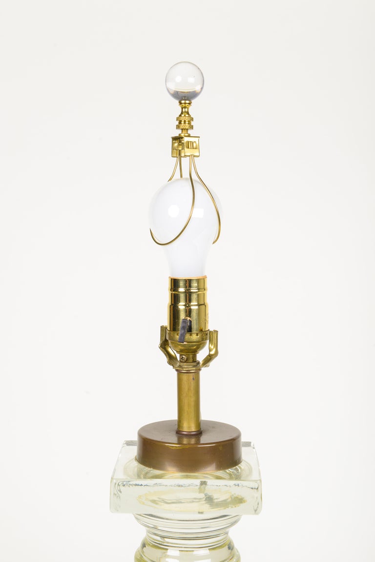 Clear Glass Balustrade-Form Table Lamp For Sale at 1stDibs