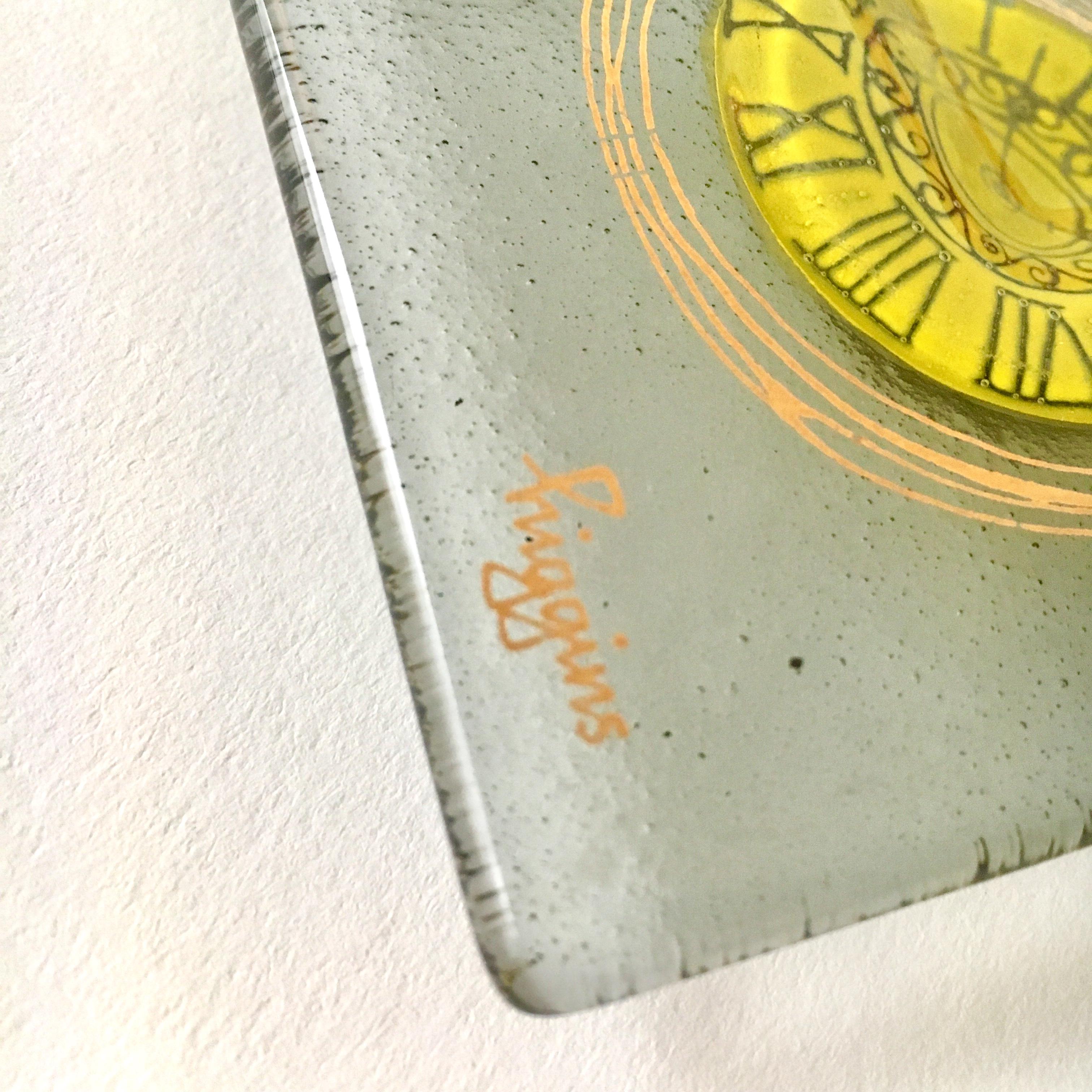 A Clocks (Watches) Illustrated Higgins Glass Ashtray For Sale at 1stDibs