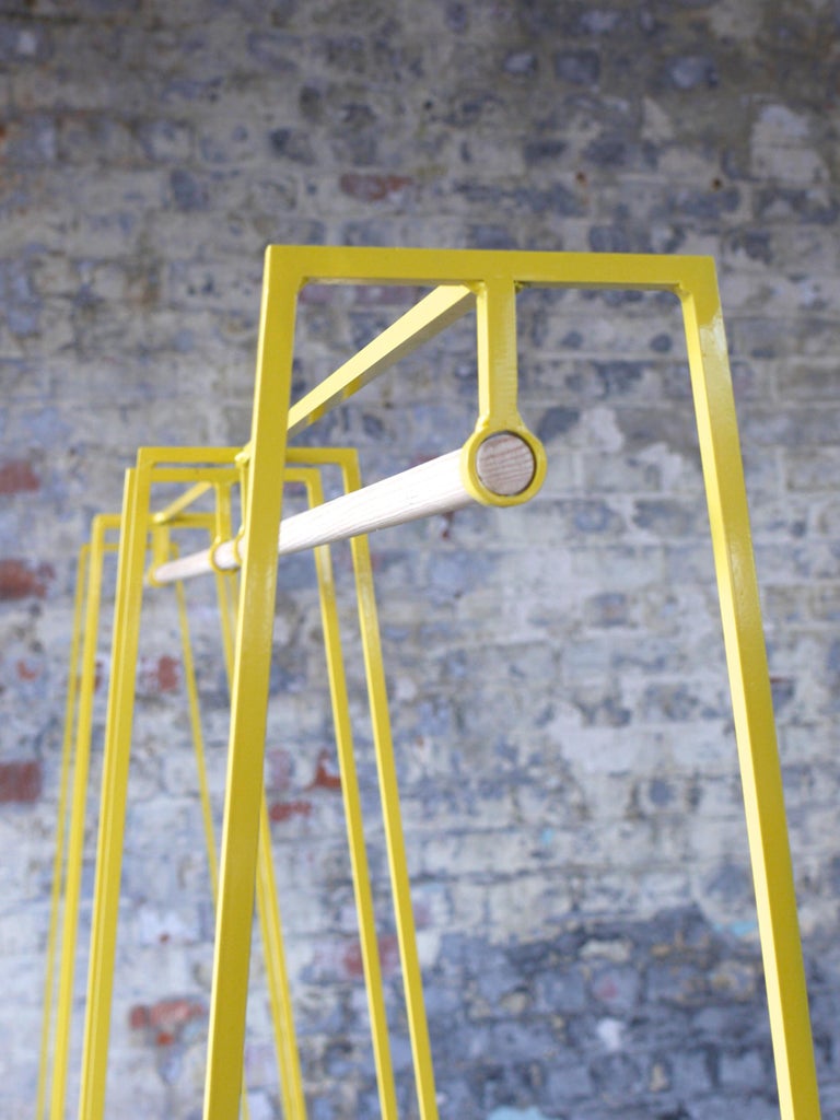 'A' Clothes Rail in Yellow with a Pine Pole For Sale at 1stDibs