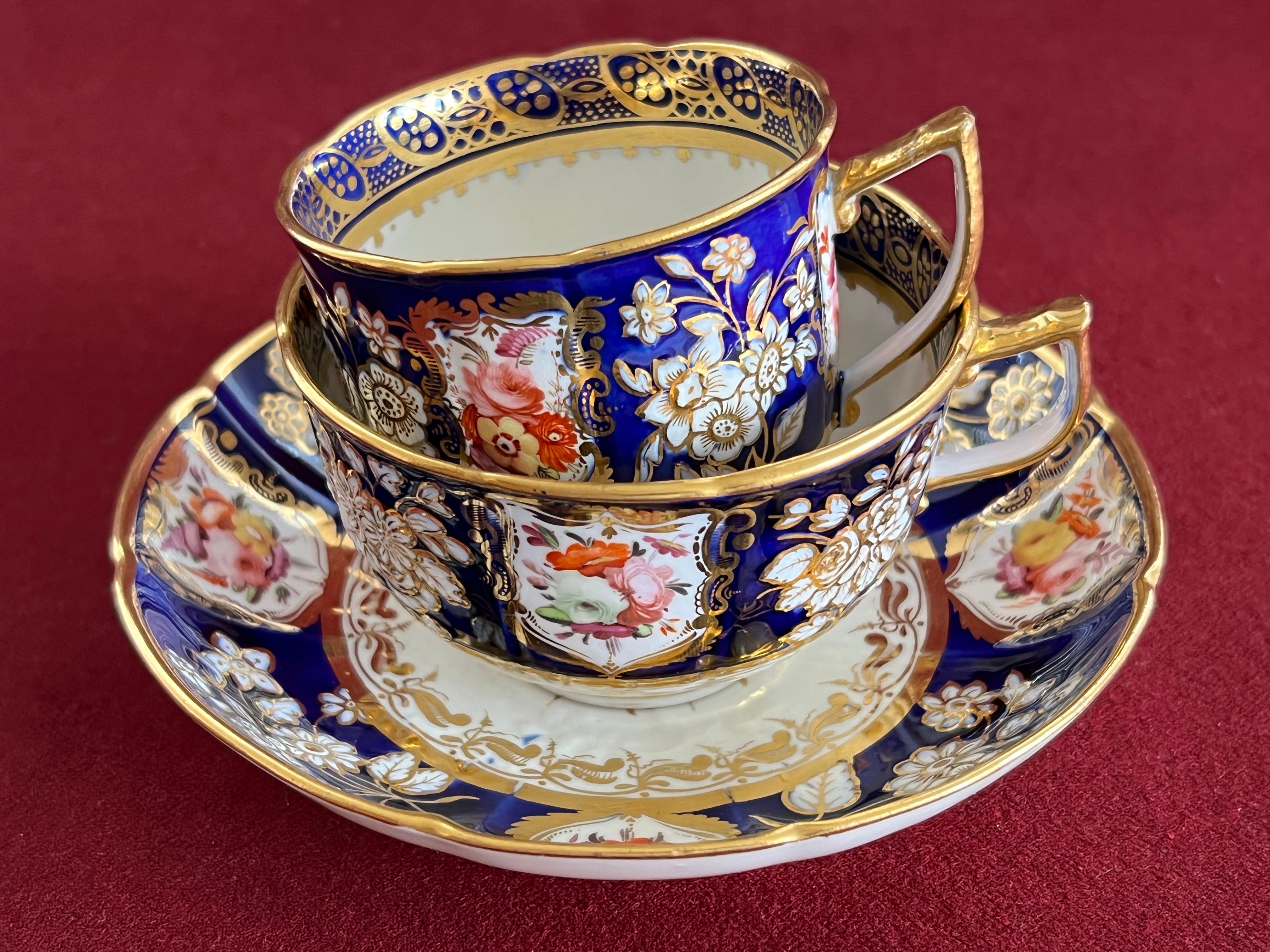 Coalport Porcelain 'New Embossed' Shape Trio, c.1820 at 1stDibs