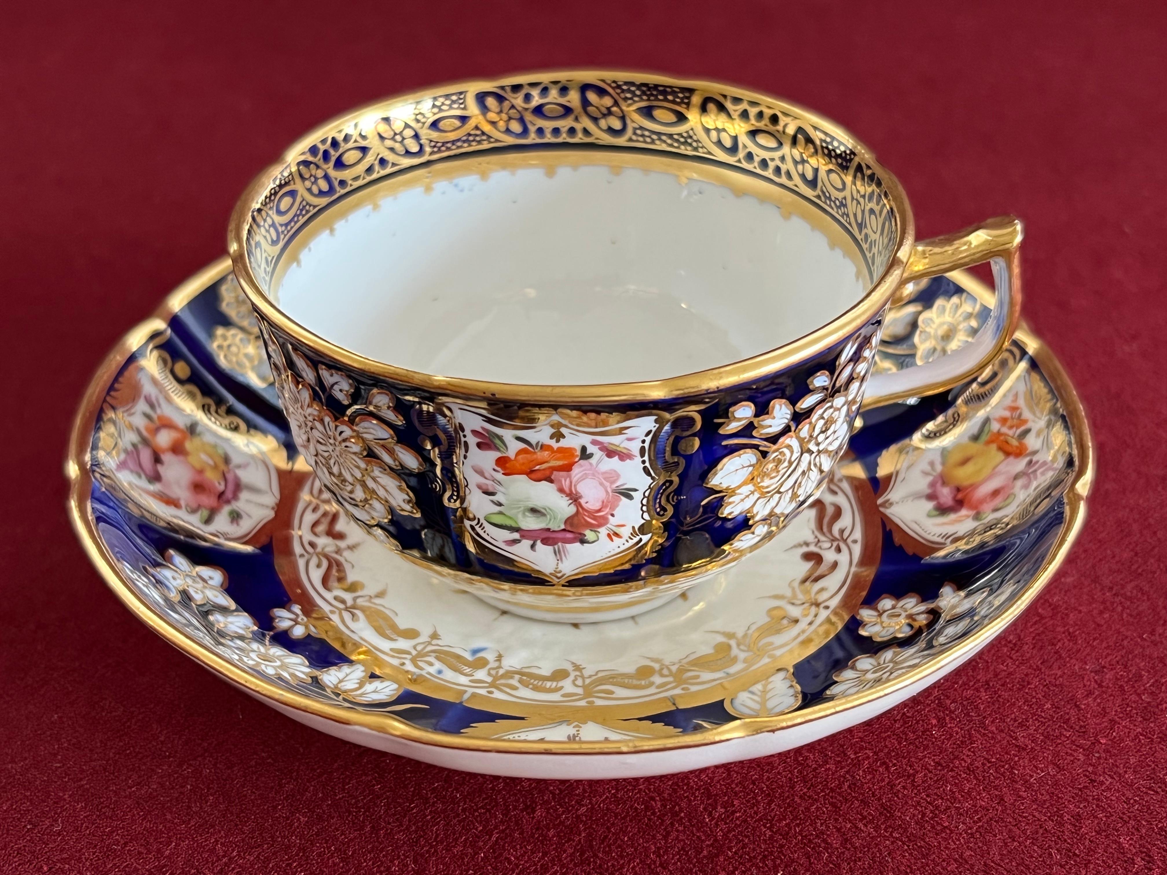 Coalport Porcelain 'New Embossed' Shape Trio, c.1820 at 1stDibs